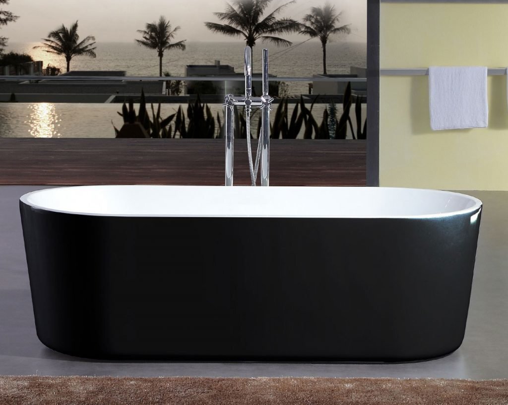 Kylpyamme Bathlife Ideal Rund 1600 mm vapaasti seisova musta ...
